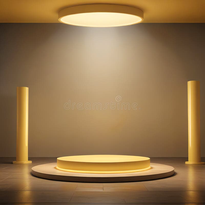 Pedestal Yellow Stage Podium for Product Showcase Presentation Stock ...