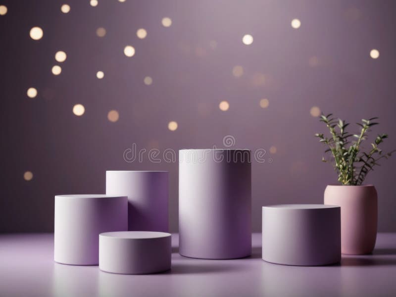 Pedestals for the Presentation of Objects in Purple Pastel Color. Stock ...