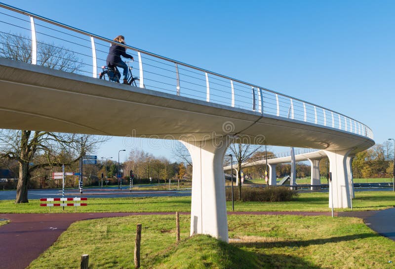 Pedestrial and Bicycle Bridge Stock Image - Image of pathway, bicycle ...