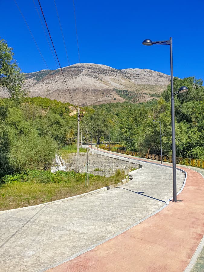 Pedestrian Access and Return Path To Blue Eye Lake in Albania. Stock ...