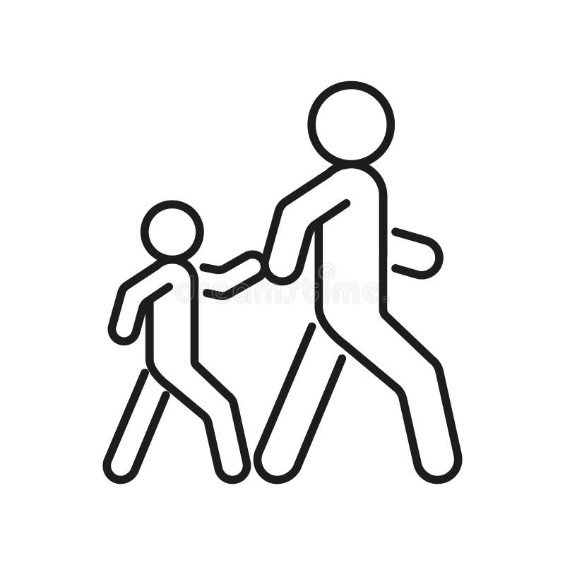 Pedestrian Adult Person and Child, Family on Road, Line Icon. Safely ... Pedestrian Adult Person and Child, Family on Road, Line Icon. Safely ...