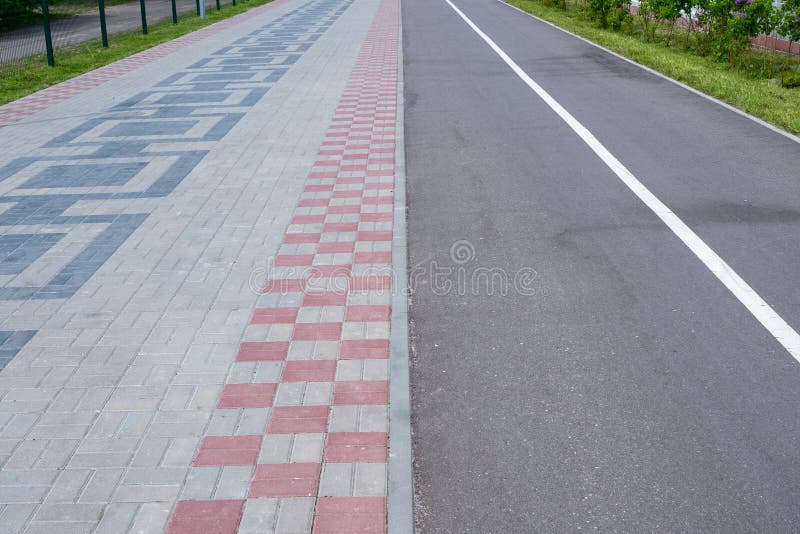 Pedestrian and Bicycle Paths Go Together Vertically into the Distance ...