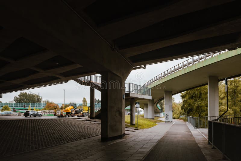 Pedestrian and Bicycle Paths on the Road Interchange Stock Photo ...