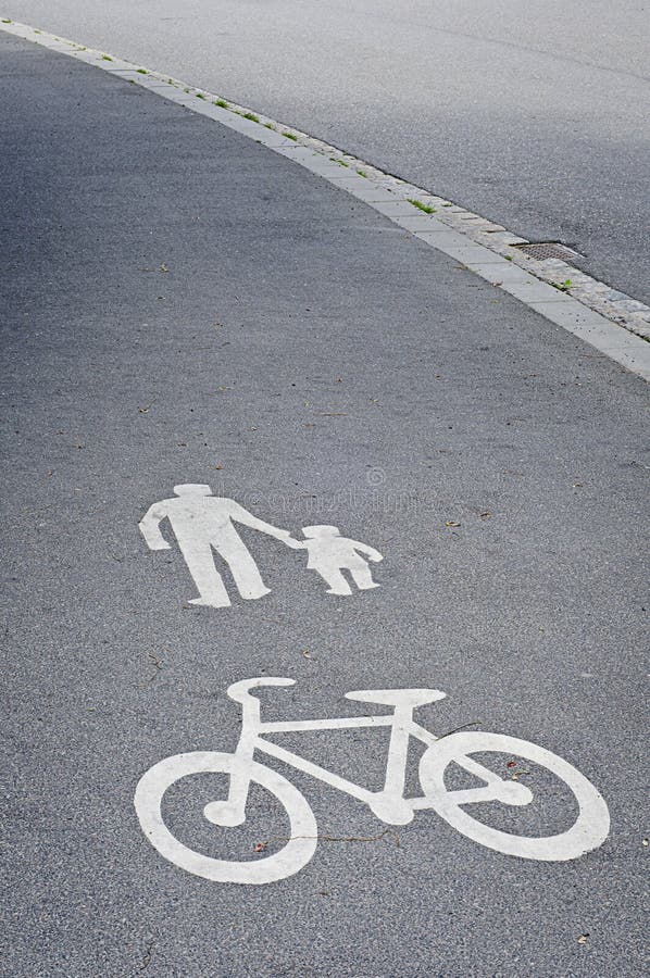 Pedestrian and Bicycle Reserved Lane Stock Photo - Image of bicycle ...