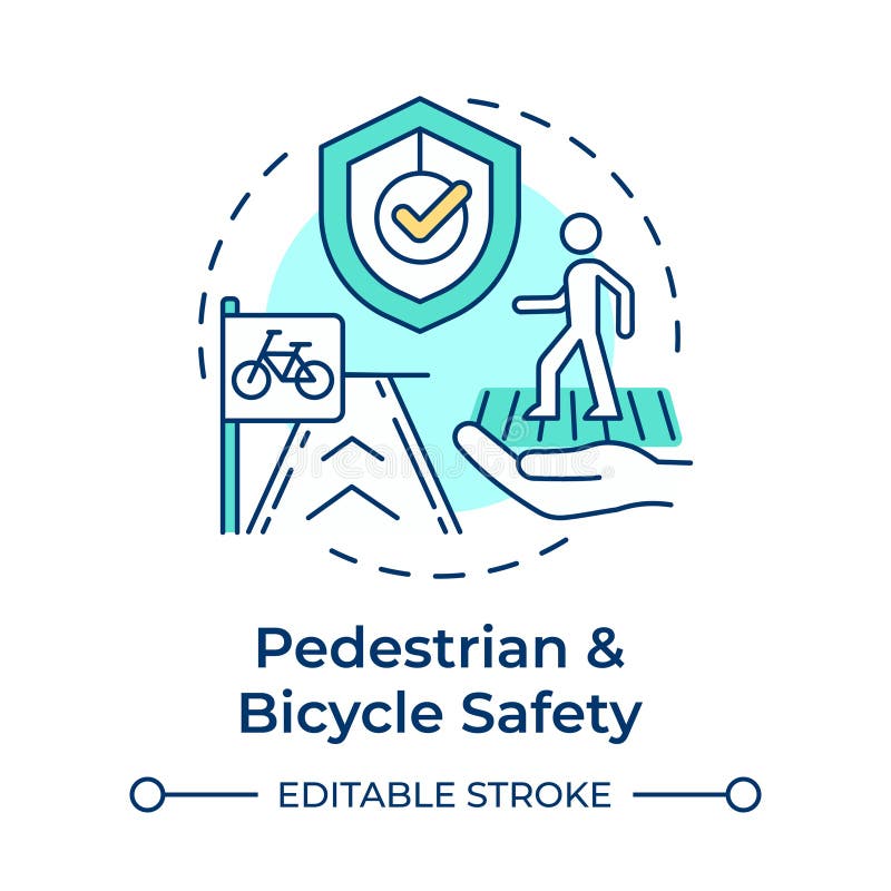 Pedestrian and Bicycle Safety Multi Color Concept Icon Stock Vector ...