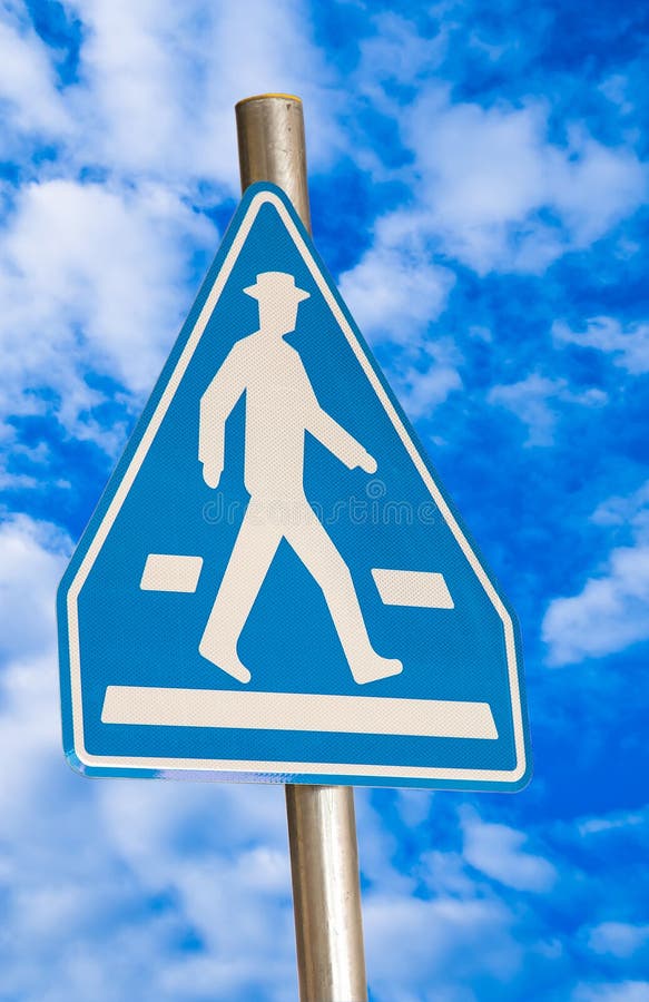 Pedestrian Blue Traffic Sign Stock Image - Image of post, danger: 35830945