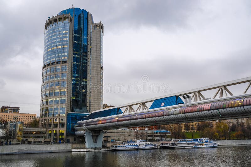 Pedestrian Bridge Bagration Editorial Photo - Image of city, facade ...