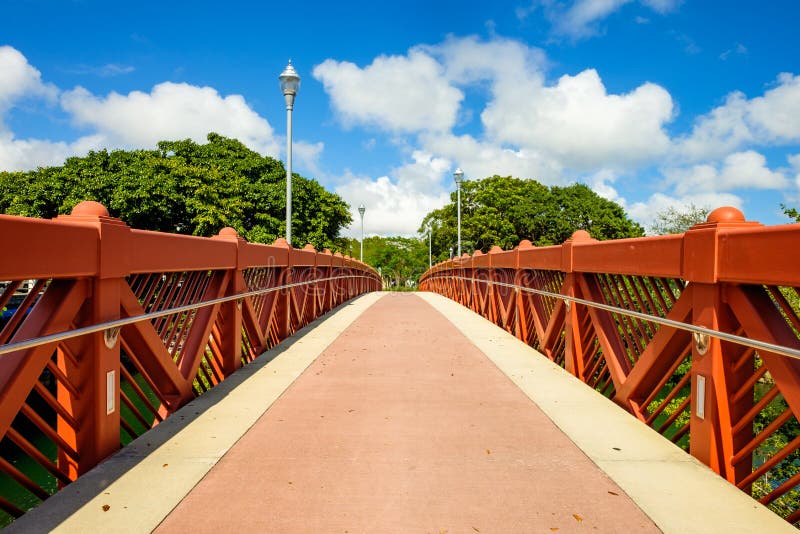 Pedestrian bridge stock image. Image of walk, coral, building - 67500889