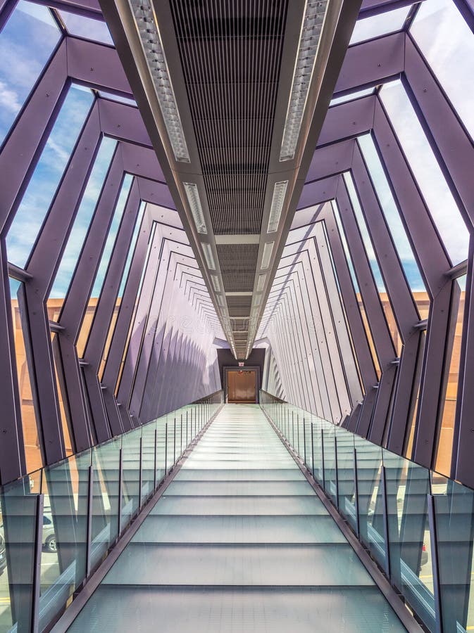 Pedestrian Bridge Connecting Two Buildings Stock Image - Image of ...