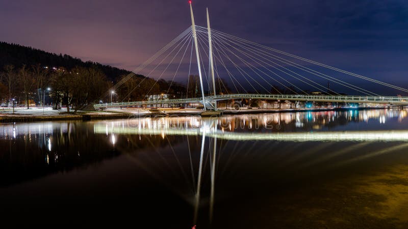 Pedestrian Bridge on the Drammenselva River in Drammen Stock Image ...