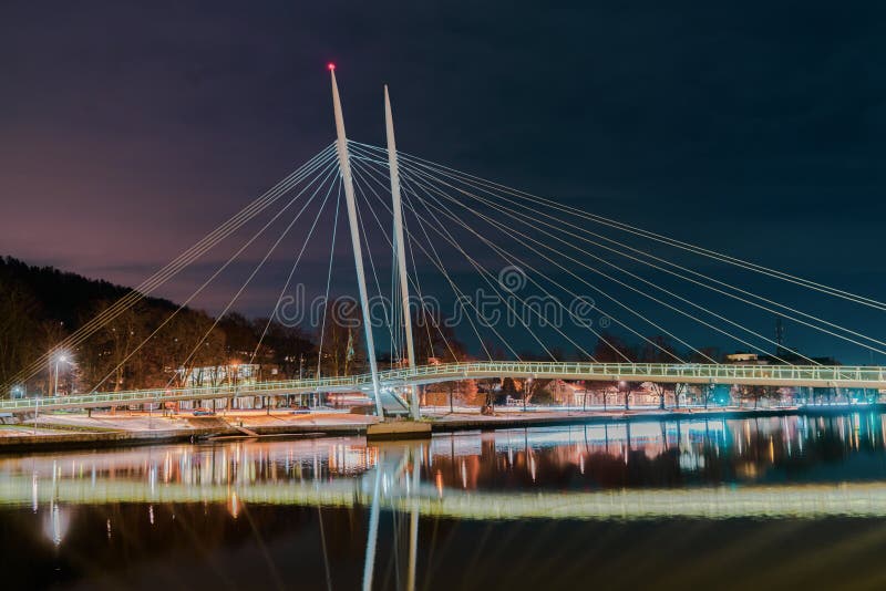 Pedestrian Bridge on the Drammenselva River in Drammen Stock Image ...