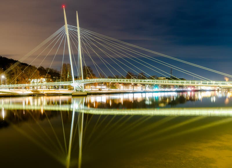 Pedestrian Bridge on the Drammenselva River in Drammen Stock Image ...