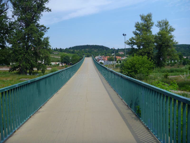 Pedestrian Bridge with Green Railing Stock Image - Image of design ...