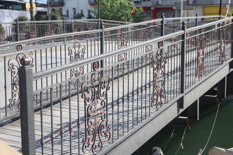 Pedestrian Bridge with Metal Railings, Marmaris, May 2023, 2 Stock ...