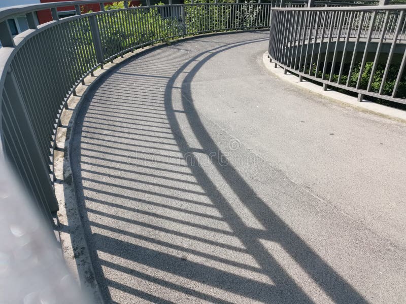 Pedestrian Bridge with Nice Curve and Nice Railing Shade Stock Photo ...