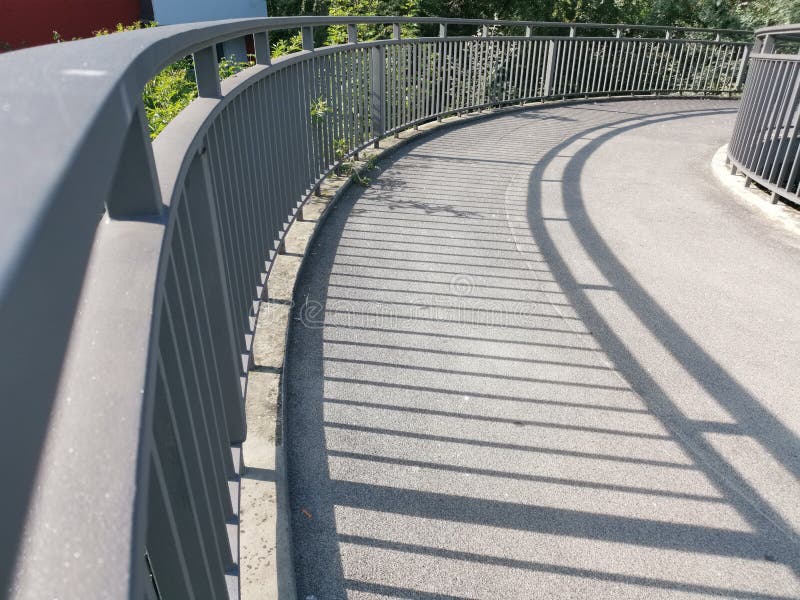 Pedestrian Bridge with Nice Curve and Nice Railing Shade Stock Photo ...