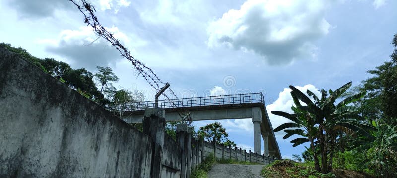 Pedestrian Bridge Over the Highway Stock Image - Image of road ...