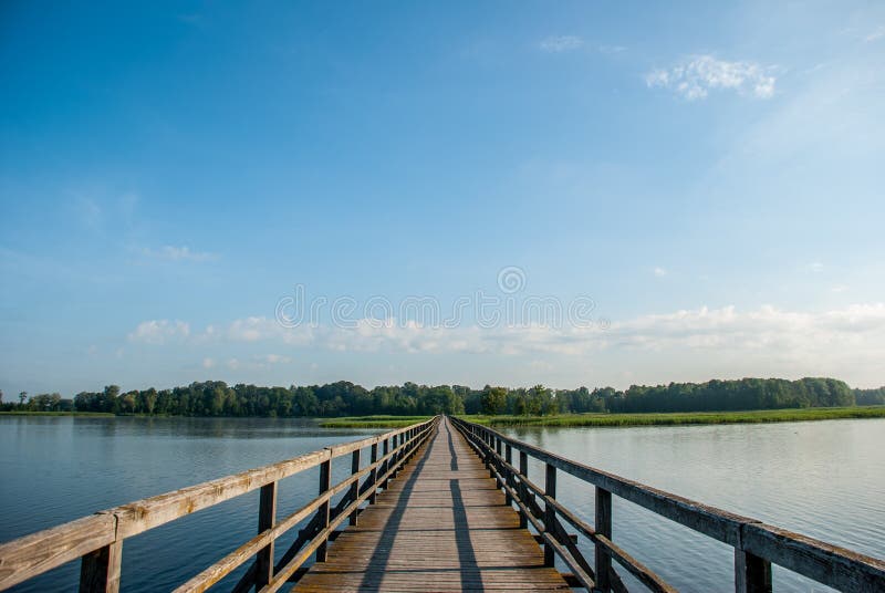 Pedestrian Bridge Over the Lake Stock Image - Image of asveja, view ...