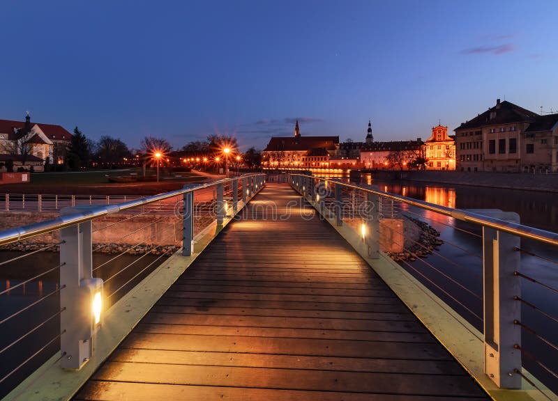 Pedestrian Bridge Over the Orda River in Wroclaw. Stock Photo - Image ...
