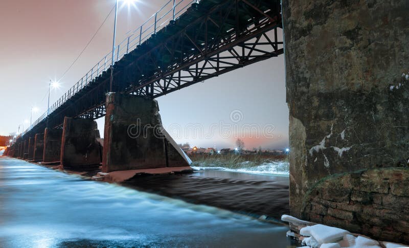 Bridge Over The Luga River. Ust-Luga Is A Port Settlement In The ...