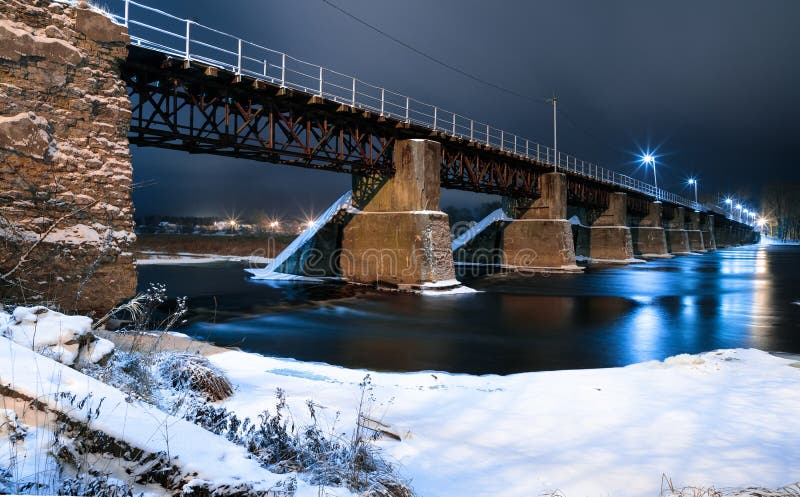 Bridge Over The Luga River. Ust-Luga Is A Port Settlement In The ...