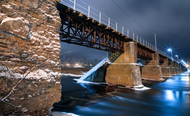Bridge Over The Luga River. Ust-Luga Is A Port Settlement In The ...