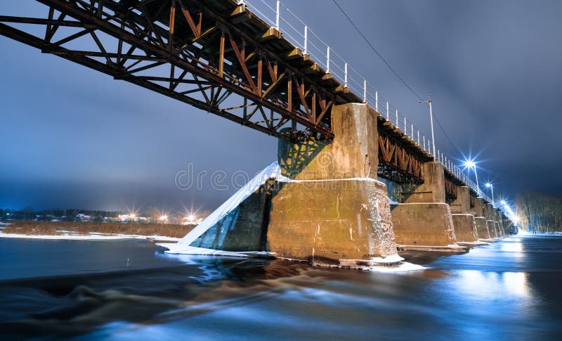 Bridge Over The Luga River. Ust-Luga Is A Port Settlement In The ...