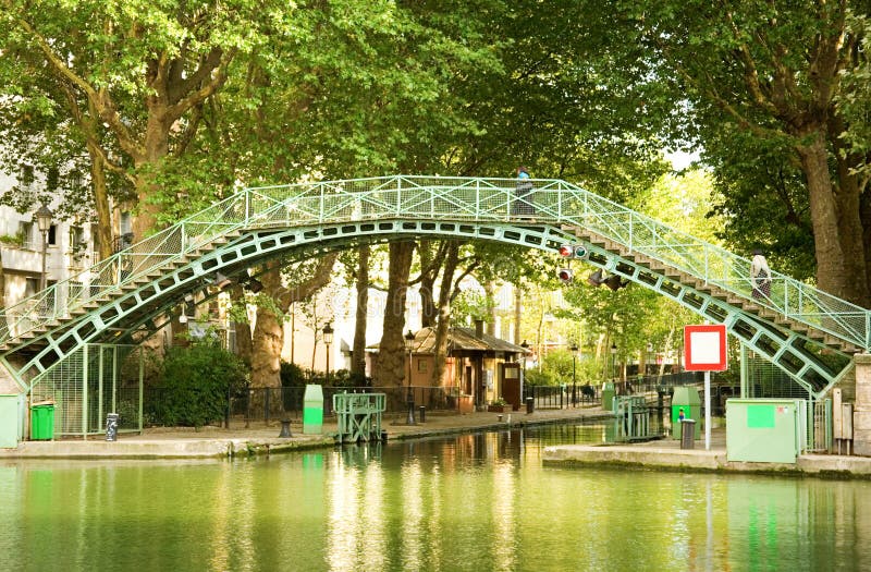 Pedestrian Bridge Over the Saint-Martin Canal Stock Image - Image of ...