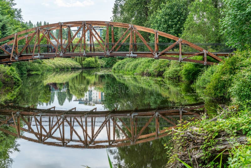 Bothell Pedestrian Bridge 7 Stock Image - Image of wooden, sammamish ...