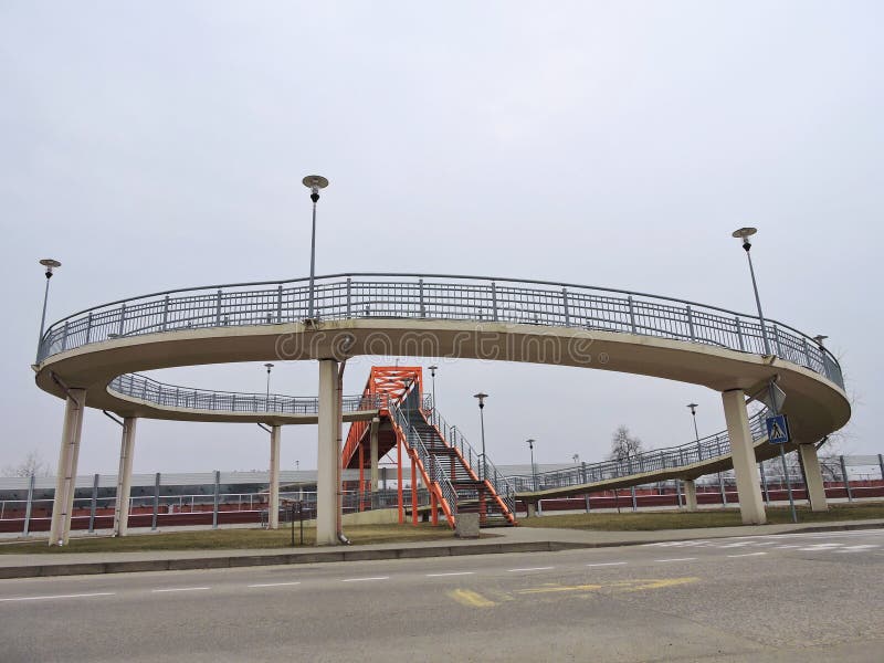 Pedestrian Bridge Over the Train Tracks, Lithuania Stock Photo - Image ...