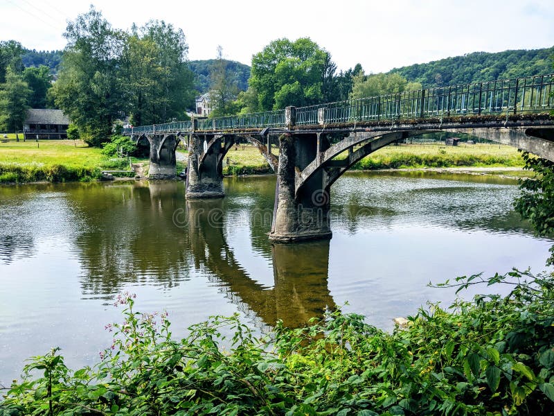 Pedestrian Bridge Over Water Stock Image - Image of watercourse, water ...