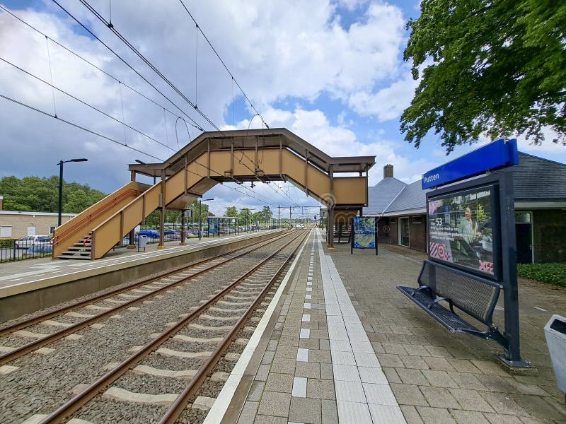 Pedestrian Bridge between Platforms at NS Train Station Putten ...