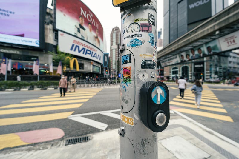 Pedestrian Button or Traffic Light Button at Intersection or Crosswalk ...