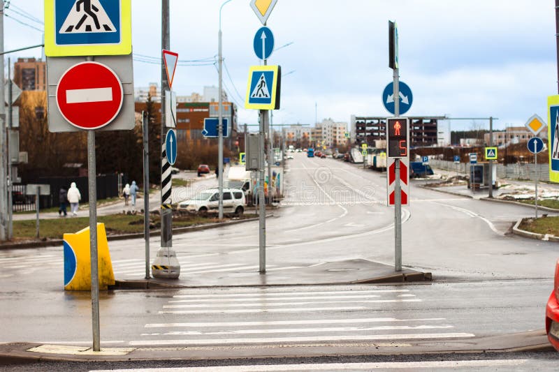 Pedestrian Countdown Timer Showing Five Seconds Remaining for Safe ...