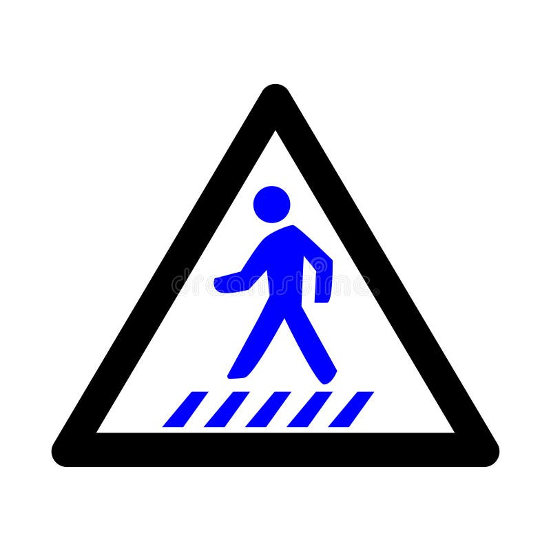 Pedestrian Crossing Ahead Sign Stock Illustration - Illustration of ...