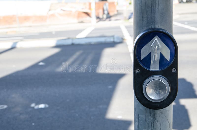 Pedestrian Light Crossing Procedure Sign at the Street Intersection ...