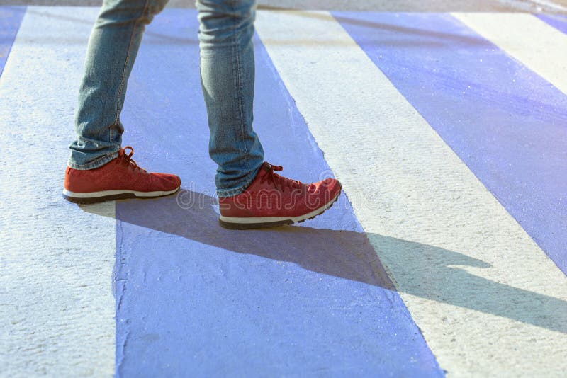 Pedestrian Crossing Crosswalk by the Rules of Traffic Code. Stock Photo ...