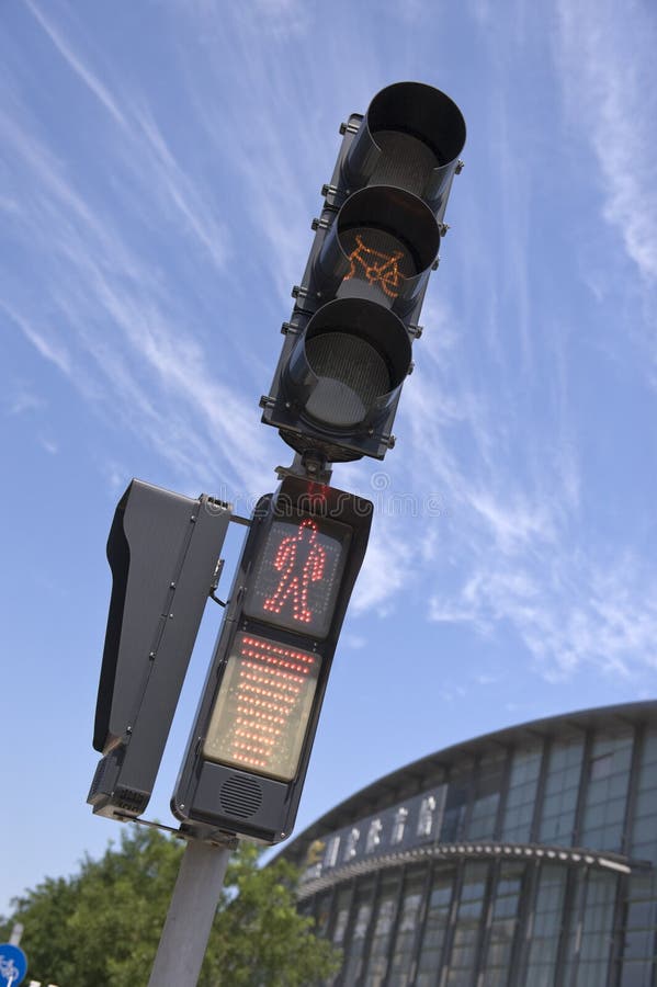 Pedestrian crossing lights stock image. Image of bike - 28272797