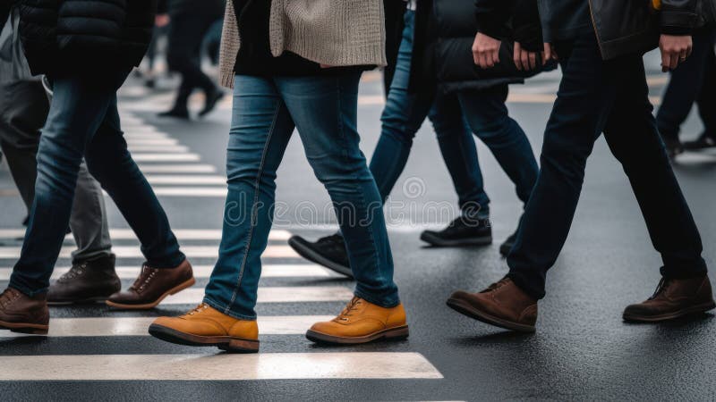 Pedestrian Crossing People Feet Generative Ai Stock Illustration ...