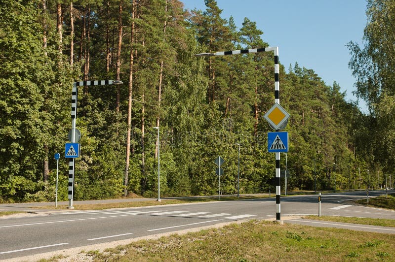 Pedestrian Crossing, in the Photo an Equipped Pedestrian Crossing Over ...