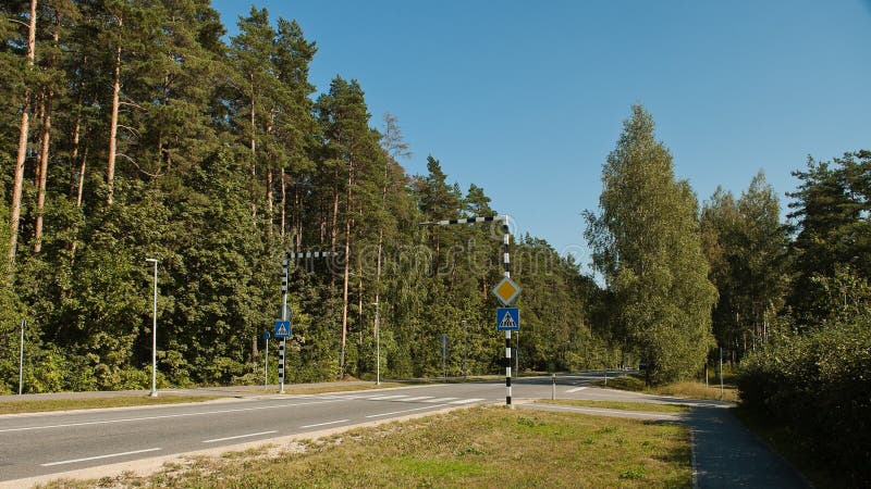 Pedestrian Crossing, in the Photo an Equipped Pedestrian Crossing Over ...