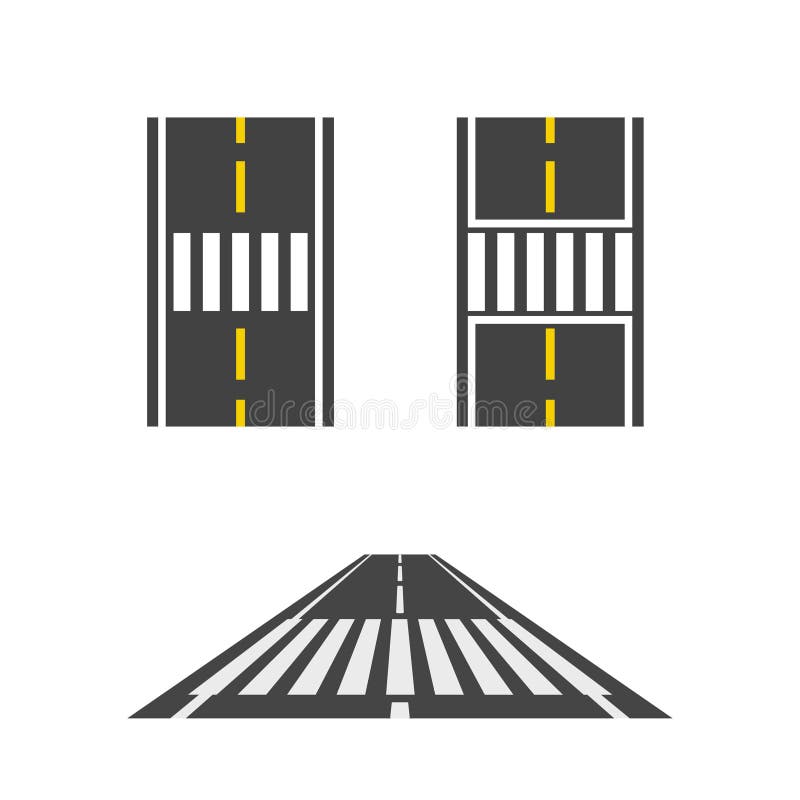 Pedestrian Crossing on Road Top and Perspective View Vector ...
