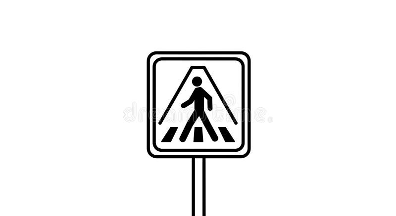 Pedestrian Crossing Sign: Clear Black and White Icon for Safe Walking ...