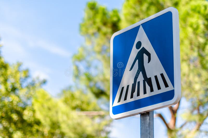 Pedestrian crossing sign stock image. Image of sign - 256859703