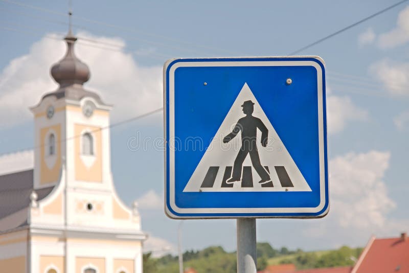 Pedestrian Crossing Sign stock image. Image of sign, signboard - 93431841