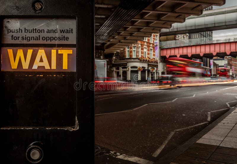 Pedestrian Wait Sign stock image. Image of road, crossroads - 27183085