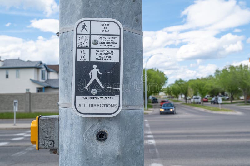 Pedestrian Crossing Traffic Light Signal on Street Intersection Stock ...