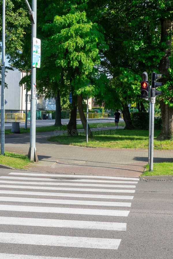 Pedestrian Crossing with Traffic Lights in Ustka Stock Image - Image of ...