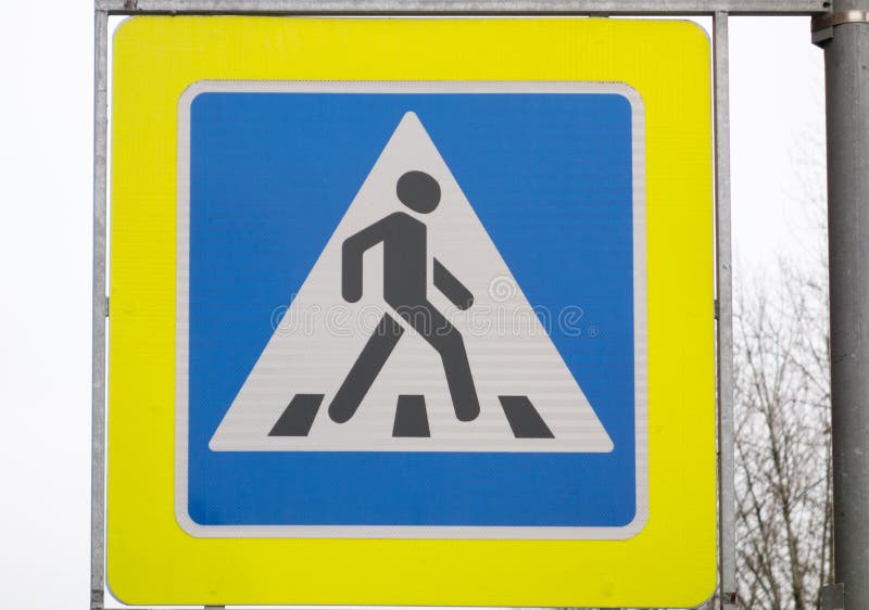 Pedestrian Crossing Traffic Sign Stock Photo - Image of pedestrian ...