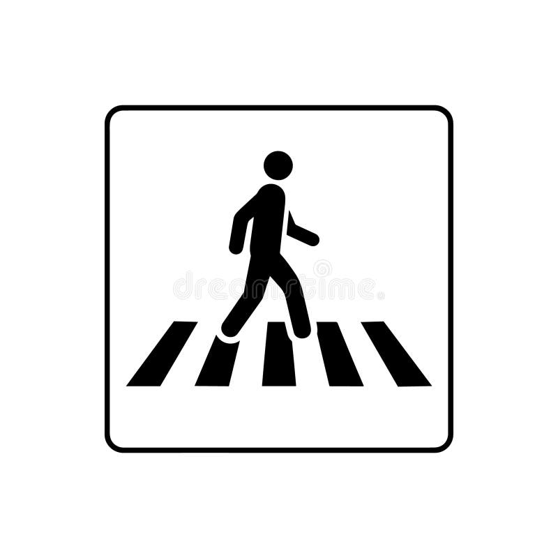 Pedestrian Crossing or Zebra Crossing Sign Icon Illustration Stock Vector - Illustration of icon ...